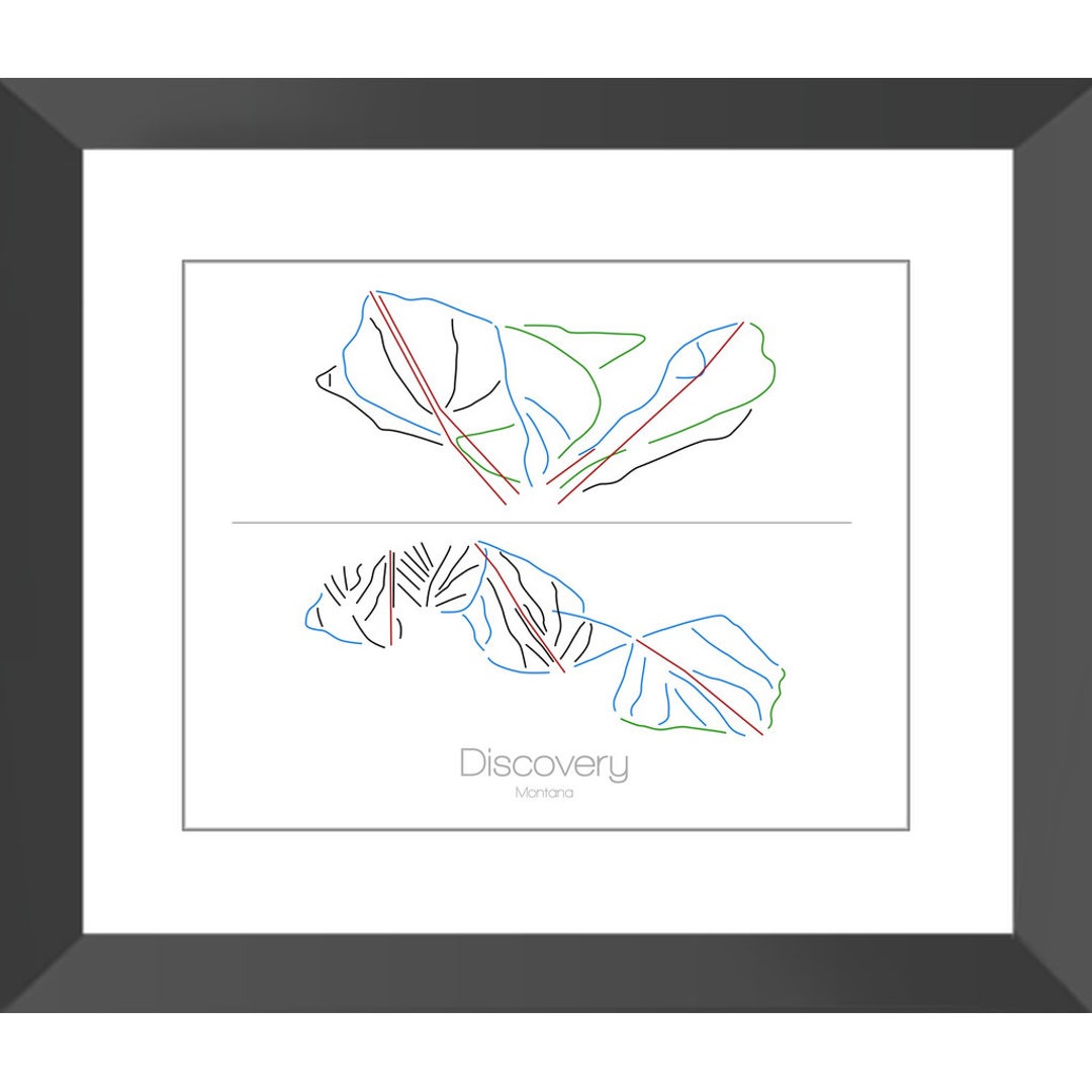 Discovery Ski Area Map Montana Mt Ski Snowboard Trail Map Art --- Print ...