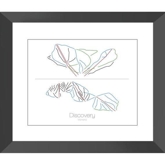 Discovery Ski Area Map Montana Mt Ski Snowboard Trail Map Art | Etsy