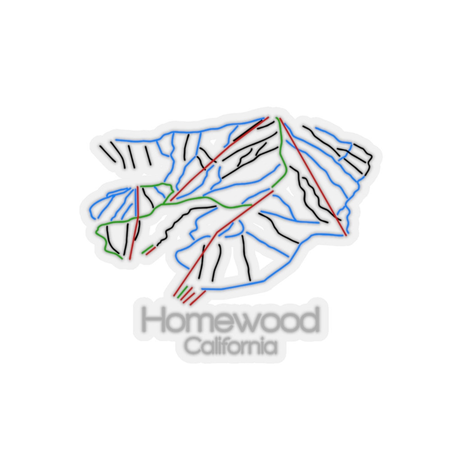 Homewood California Sticker Tail Map Sticker Ski Sticker | Etsy