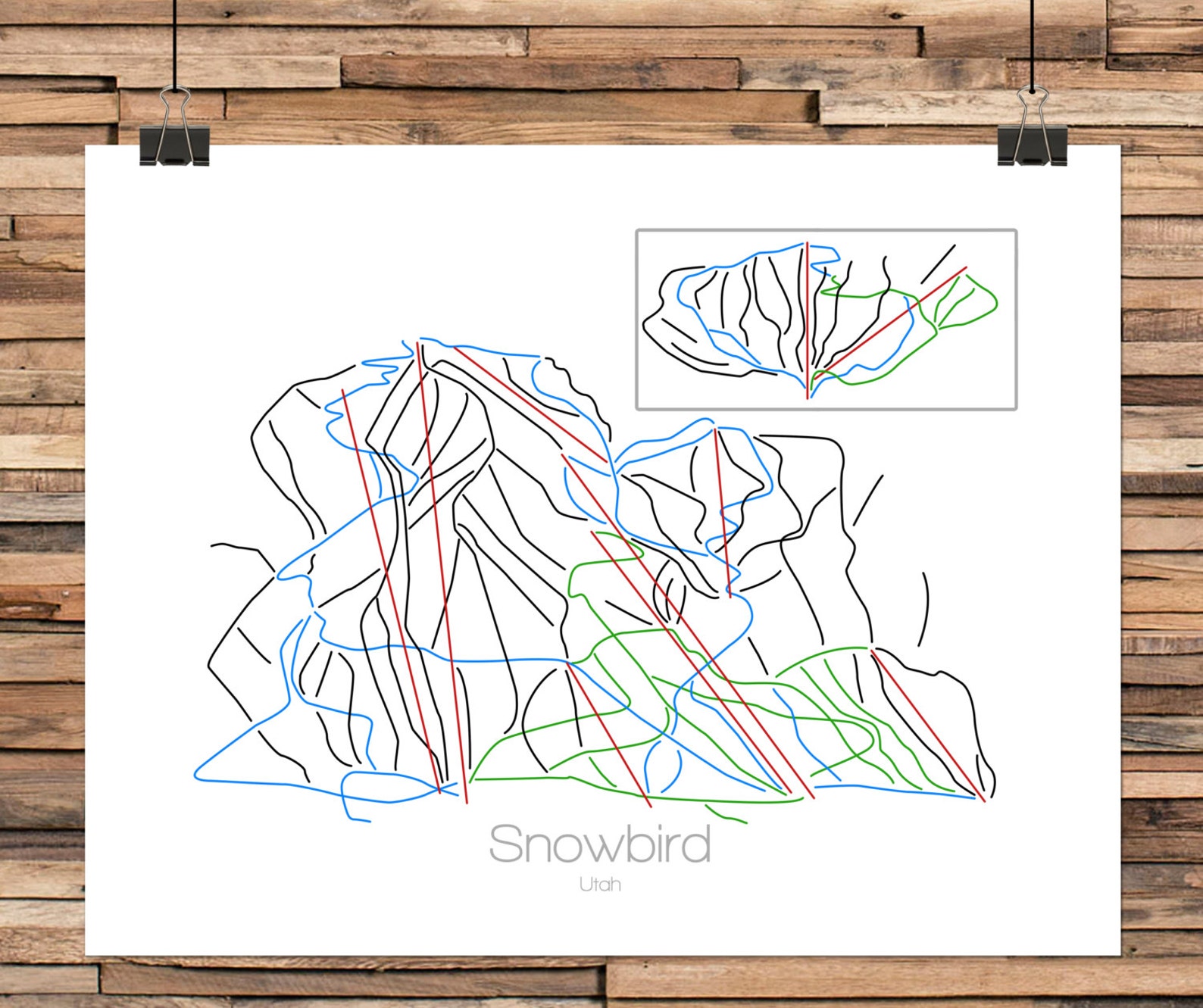 Snowbird Map Utah Ut Ski Snowboard Trail Map Art Print - Etsy