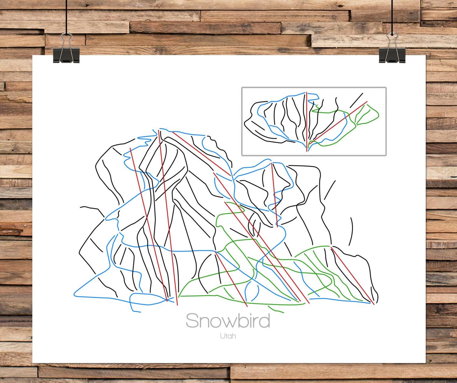 Snowbird Map Utah Ut Ski Snowboard Trail Map Art Print | Etsy