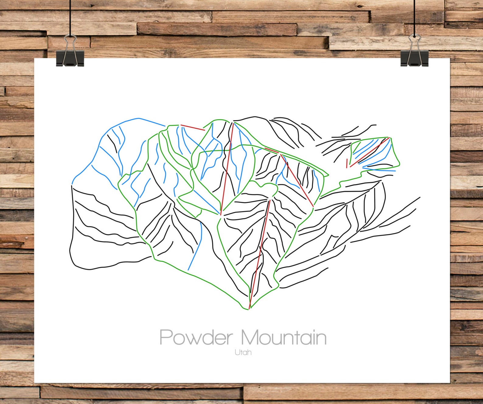 Powder Mountain Map Utah Ut Ski Snowboard Trail Art Print - Etsy