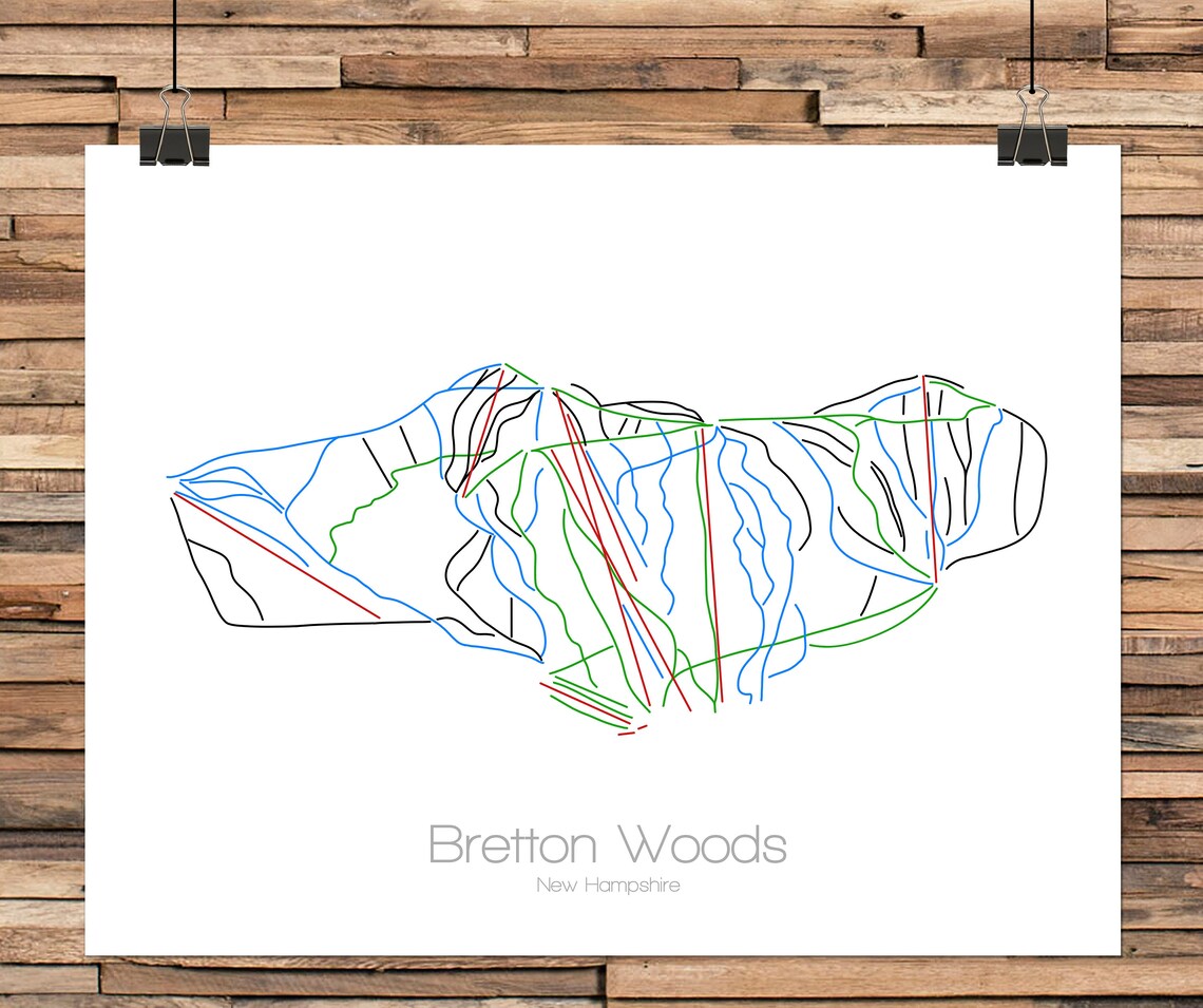 Bretton Woods Map Ski Map | Bretton New Hampshire Nh | Modern Wall Art ...