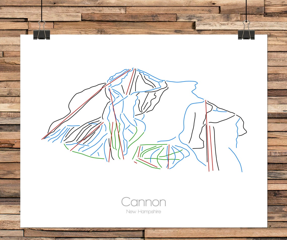 Cannon Map New Hampshire Nh Ski Snowboard Trail Art Print - Etsy