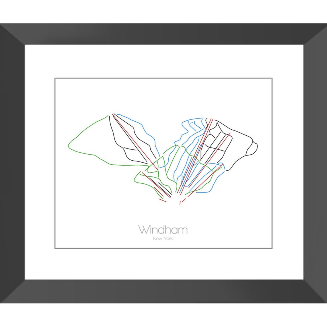 Windham Map New York Ny Ski Snowboard Trail Map Art Print | Etsy