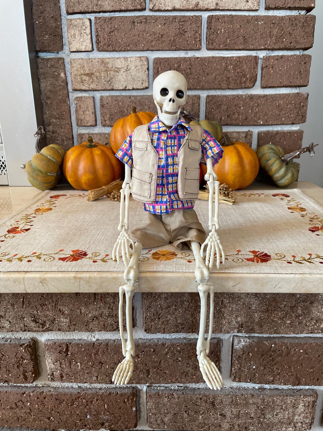 Posable Halloween Skeleton Decoration: Upcycled Vintage Outfit, 16" - Etsy