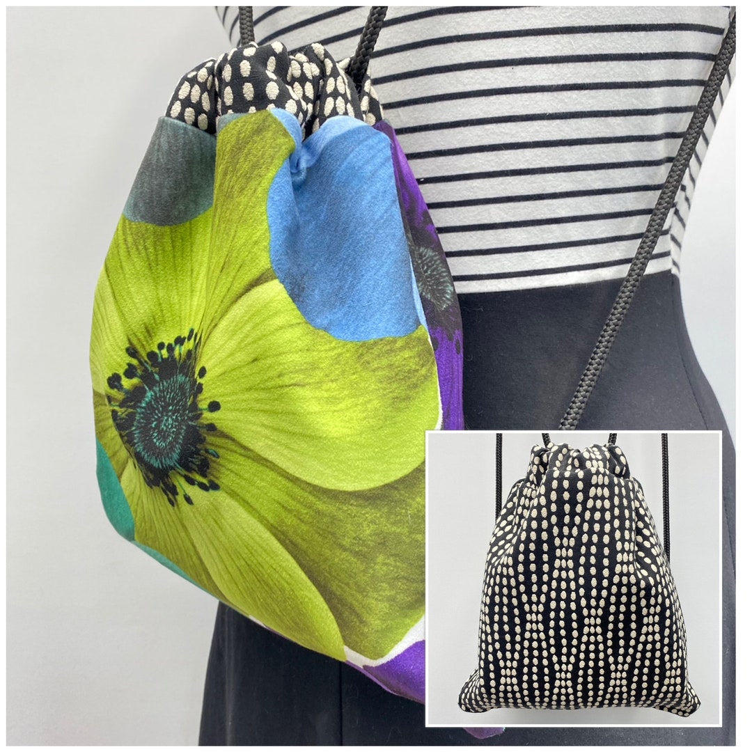 Reversible Cinch Sack Lime Flower - Etsy.de