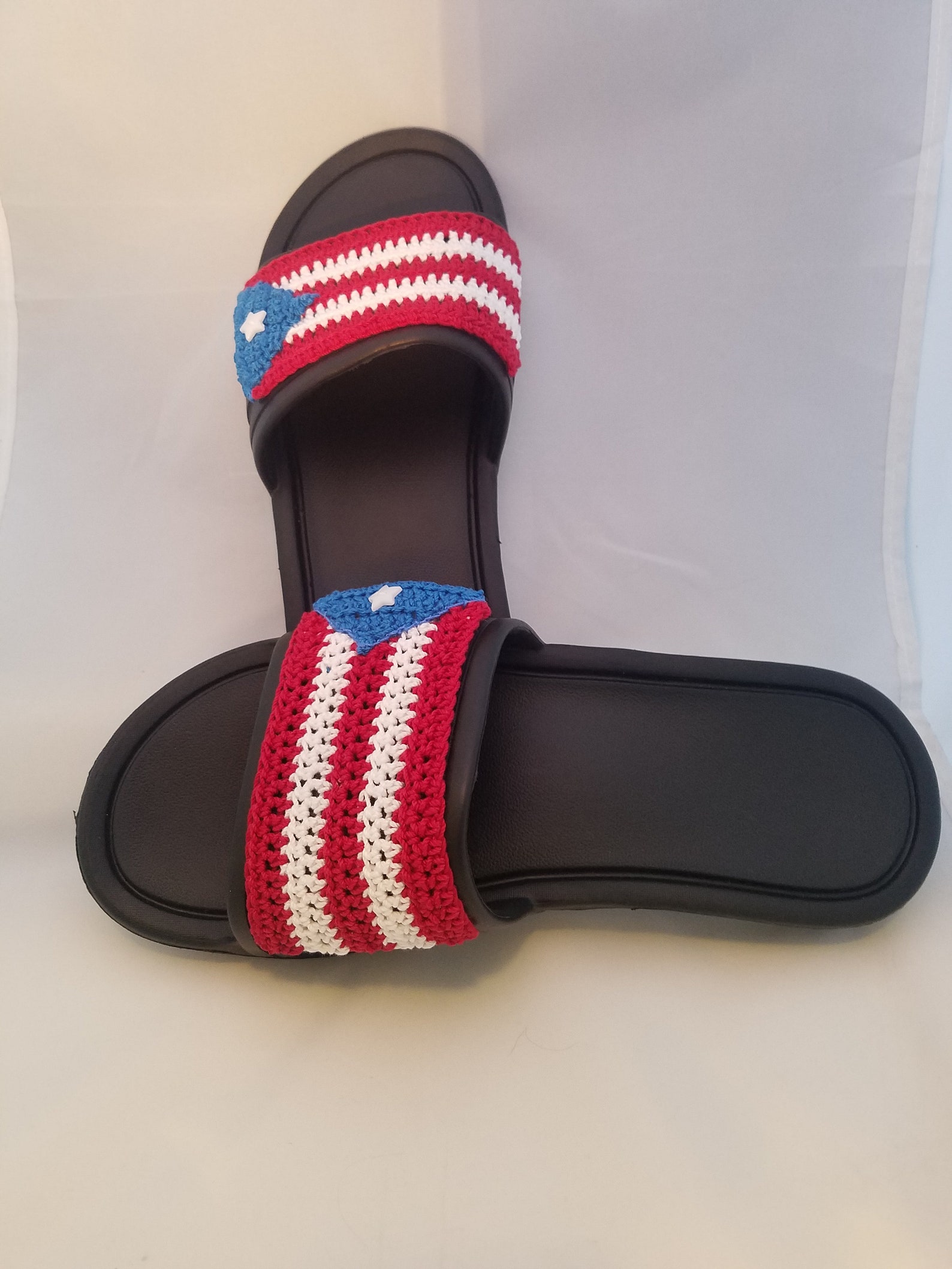 Hand-crocheted PUERTO RICO Flag Slide Sandals for Men AND | Etsy