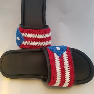 Hand-crocheted PUERTO RICO Flag Slide Sandals for Men AND Women! - Etsy