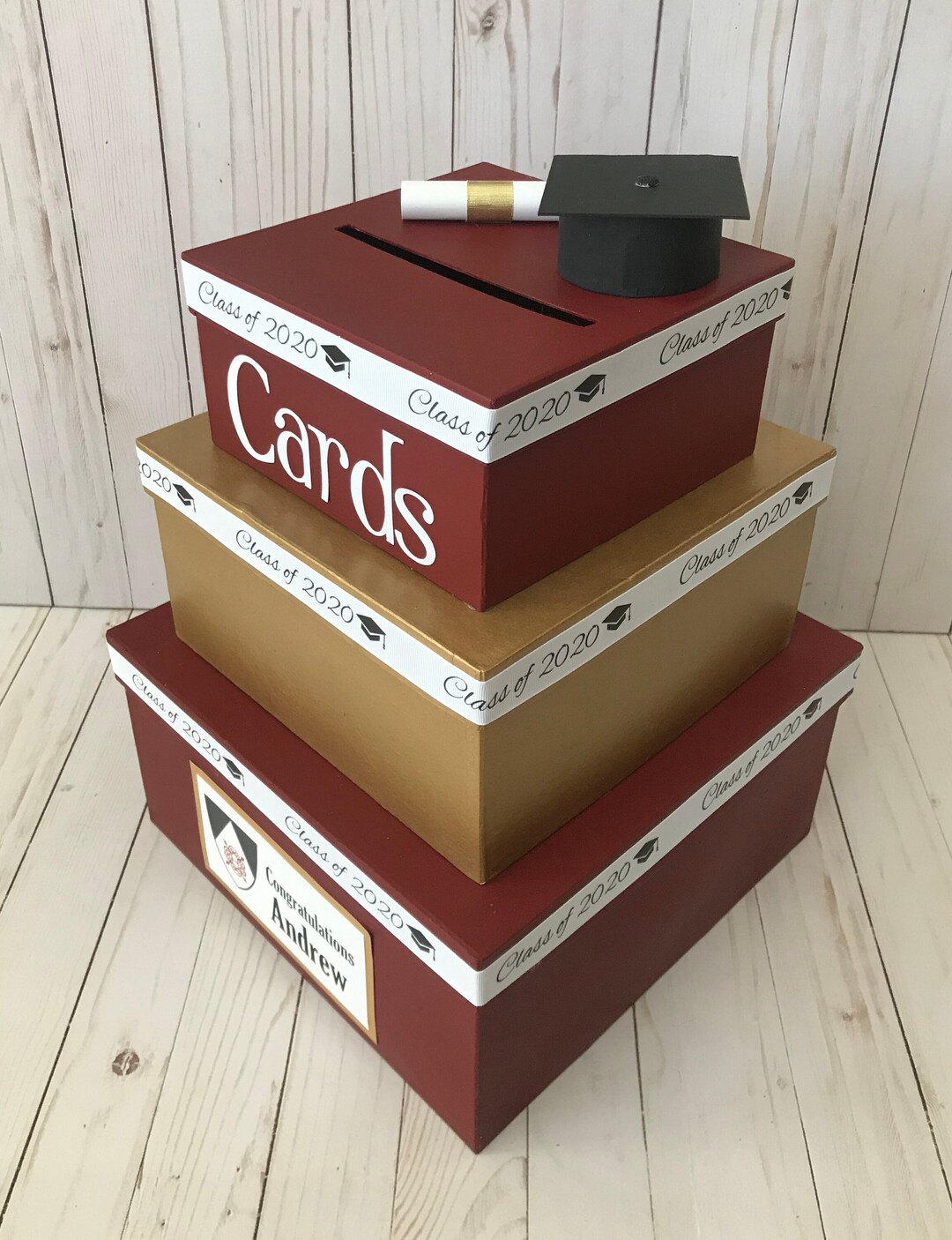 Custom Graduation Card Box, 3 Tier, Card Holder, Square, College or ...