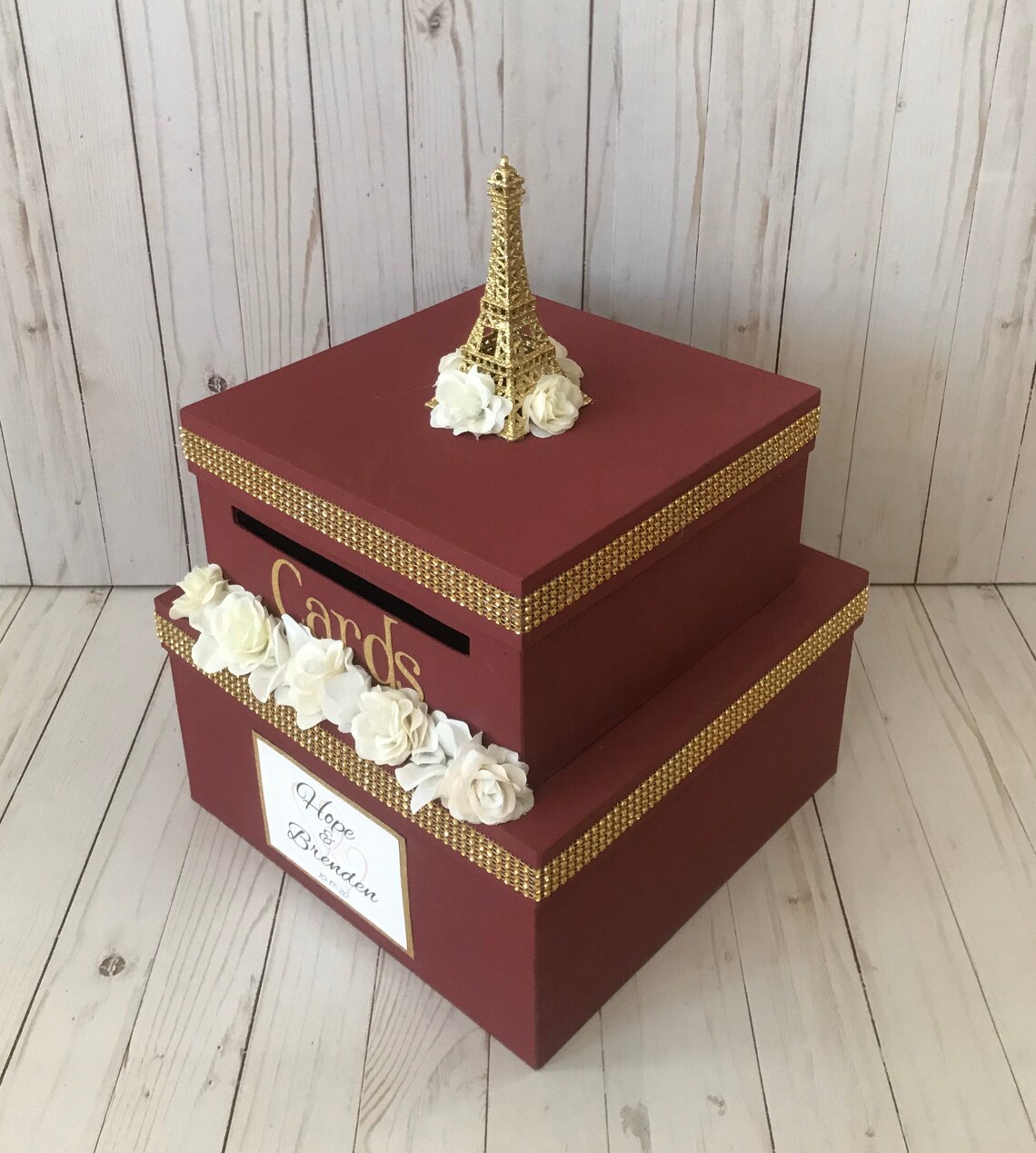 Paris Theme Card Box, Wedding Card Holder, 2 Tier, Purple, Wedding ...