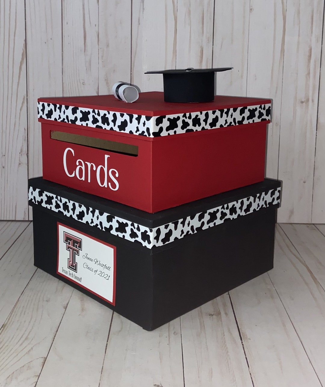 Custom Graduation Card Box, 2 Tier, Card Holder, Square, College or ...