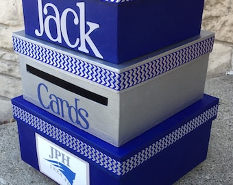 Silver Blue Card Box - Etsy