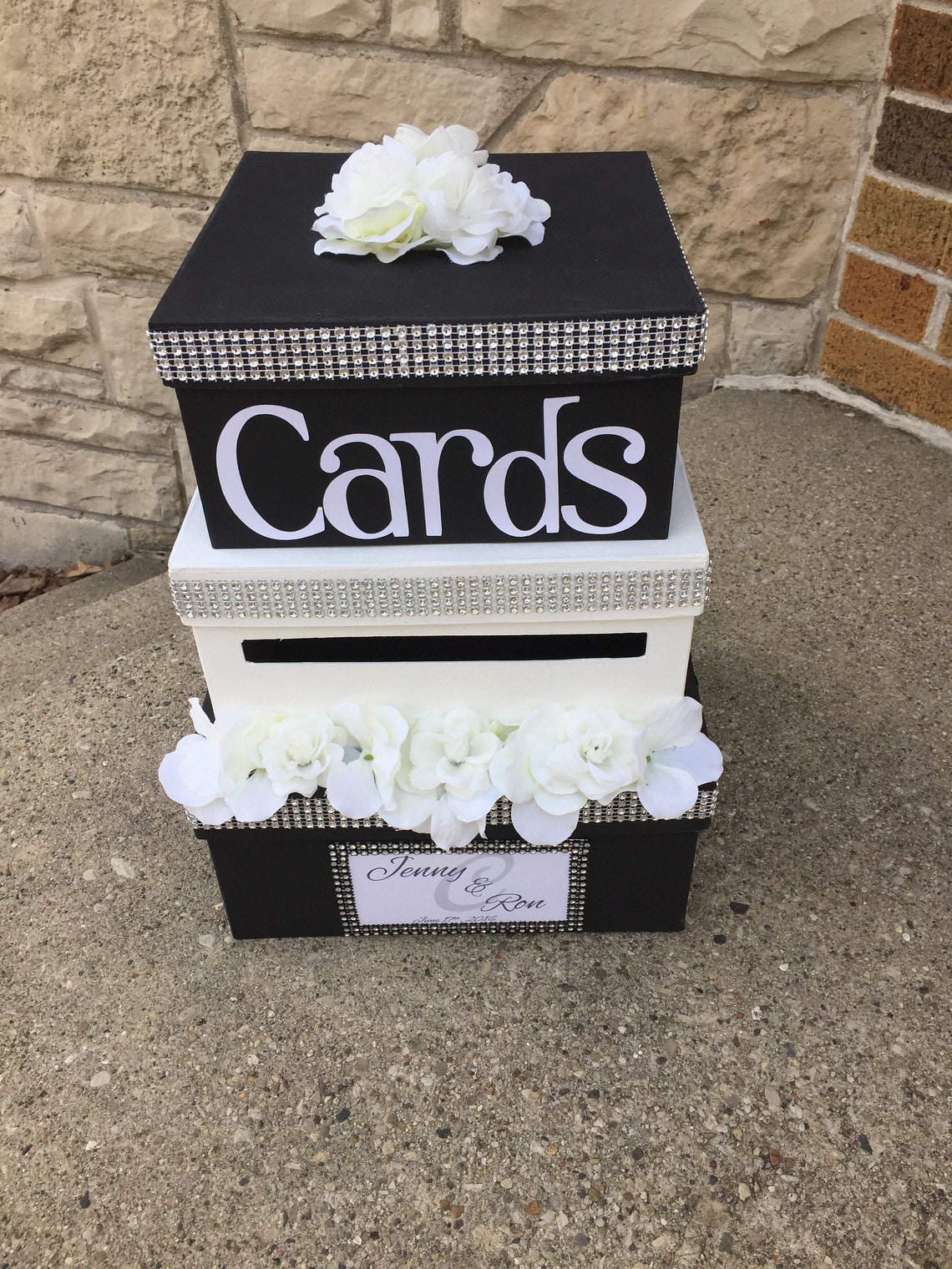 Custom Wedding Card Box 3 Tier Card Holder Square Black - Etsy
