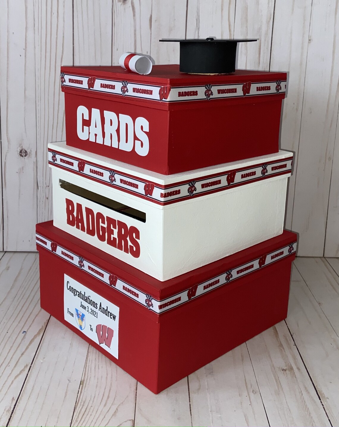 Custom Graduation Card Box 3 Tier Card Holder Square | Etsy