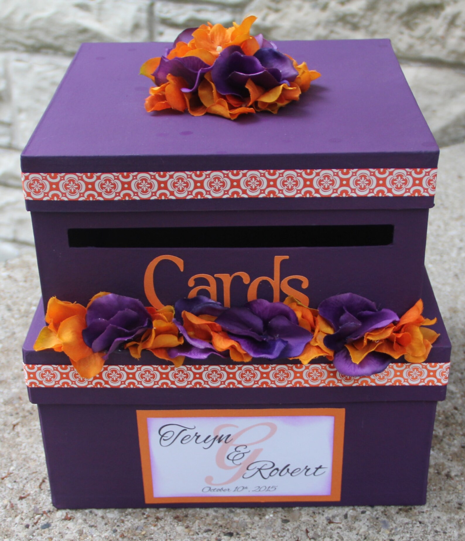 Custom Wedding Card Box 2 Tier Card Holder Square Purple - Etsy