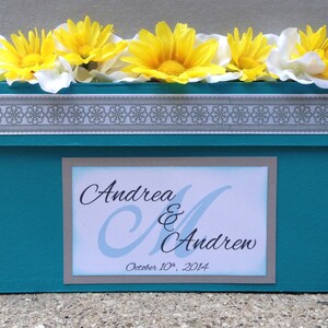 Custom Wedding Card Box, 3 Tier, Card Holder, Square, Turquoise, Yellow ...