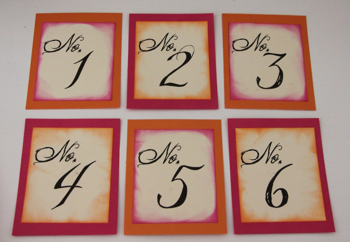 Table Numbers Pink and Orange Wedding Decor Special Event - Etsy