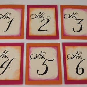 Table Numbers, Pink and Orange, Wedding Decor, Special Event, Reception ...
