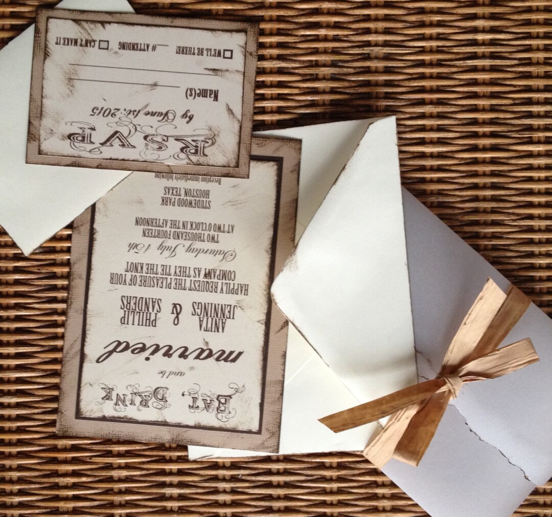 Handmade Wedding Invitationrustic Invite RSVP Envelopes - Etsy