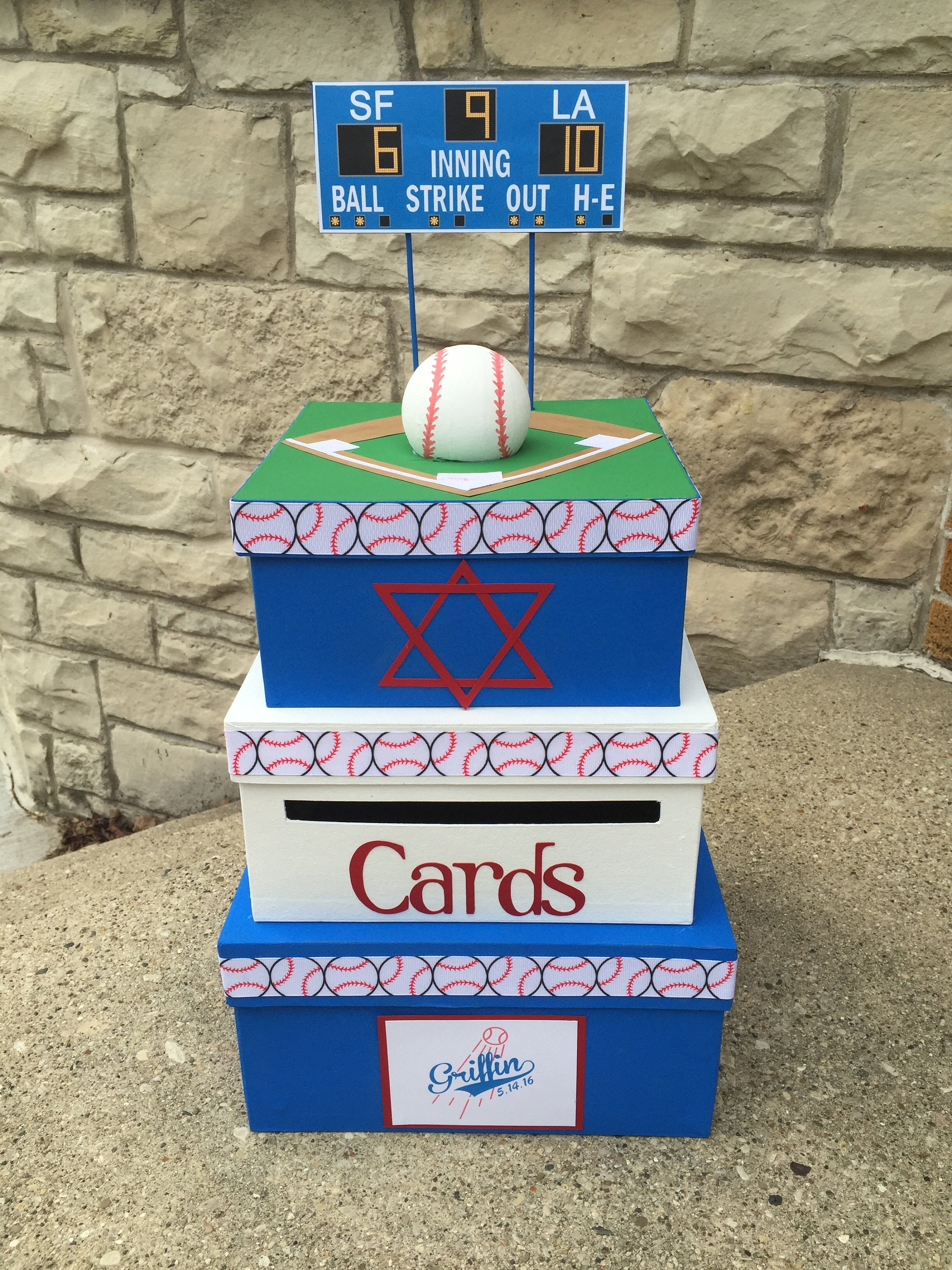Custom Card Box, Bar Mitzvah, Boys Birthday, 3 Tier, Card Holder ...