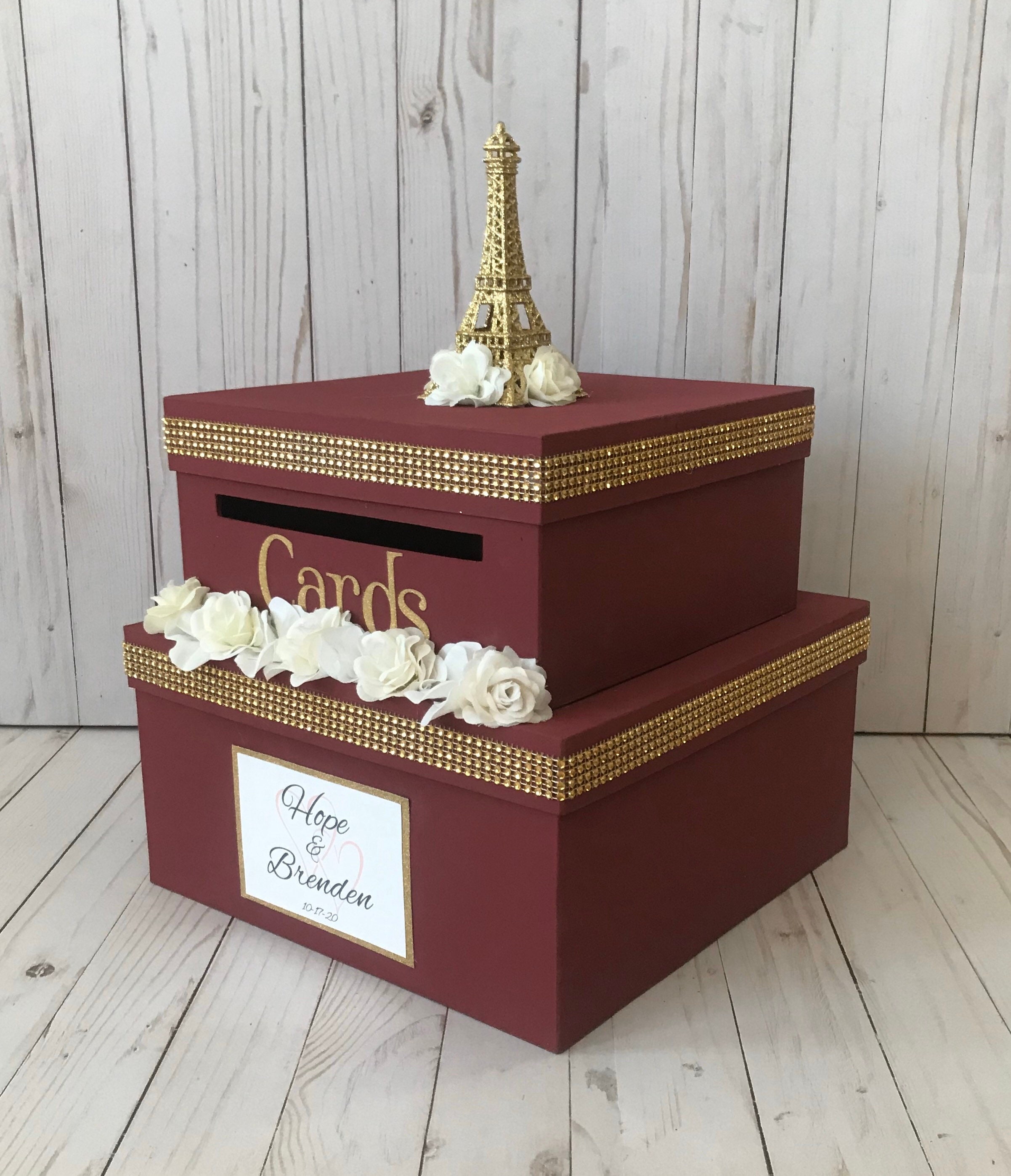 Paris Theme Card Box, Wedding Card Holder, 2 Tier, Purple, Wedding ...