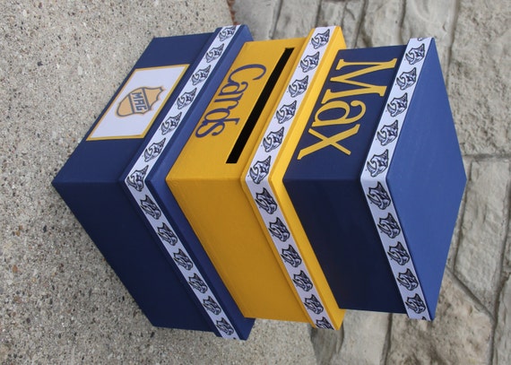 Custom Card Box 3 Tier Card Holder Square Blue Yellow | Etsy