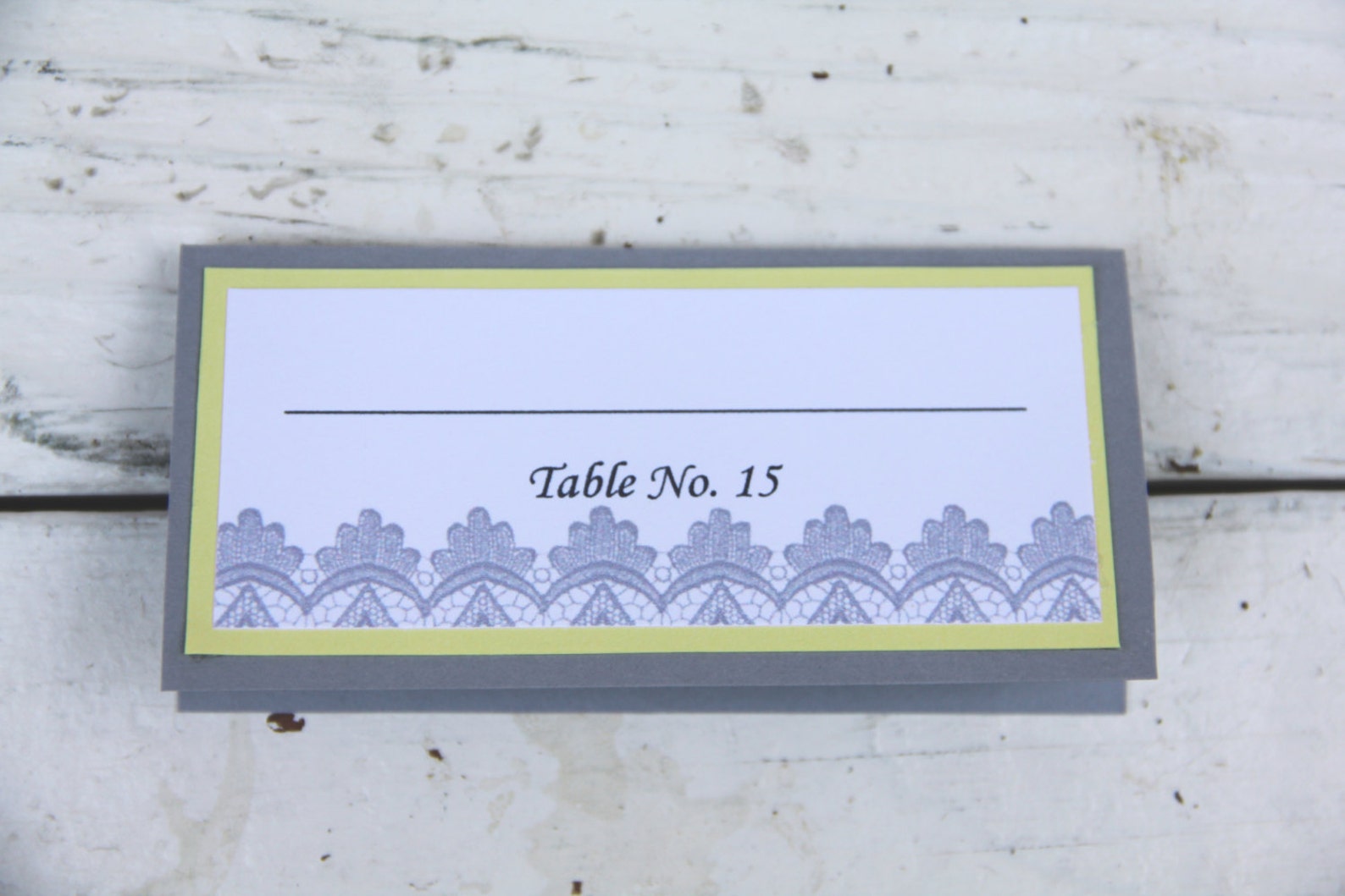 Handmade Place Cards Gray and Yellow Lace Vintage Wedding - Etsy
