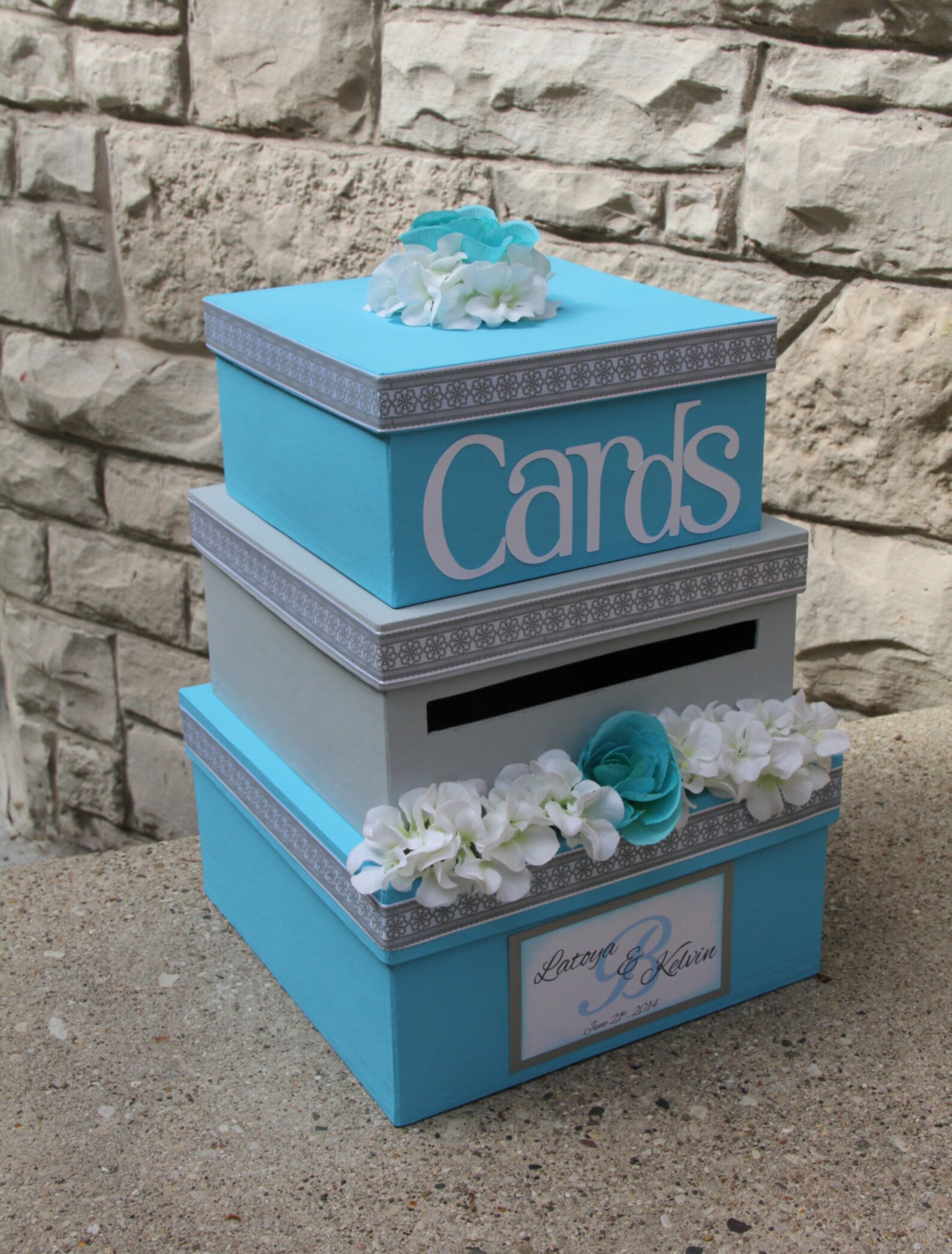 Custom Wedding Card Box 3 Tier Card Holder Square Malibu - Etsy