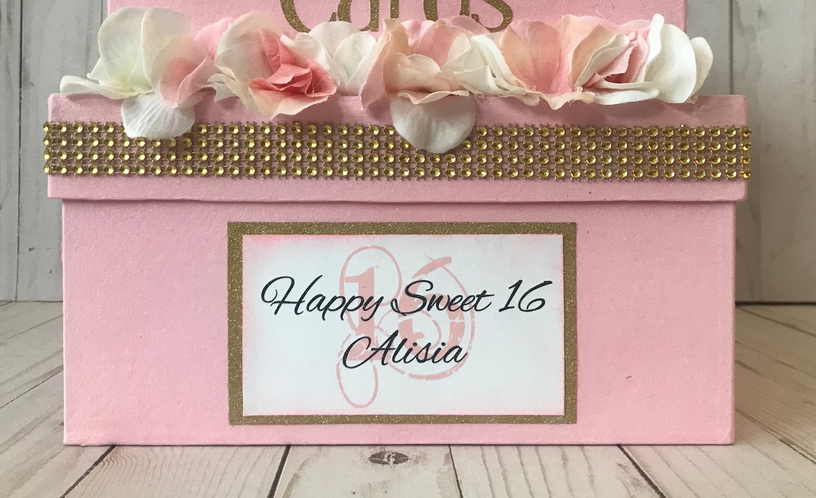 Sweet 16 Card Box, 2 Tier, Square, Blush Pink, Wedding, Bat Mitzvah ...