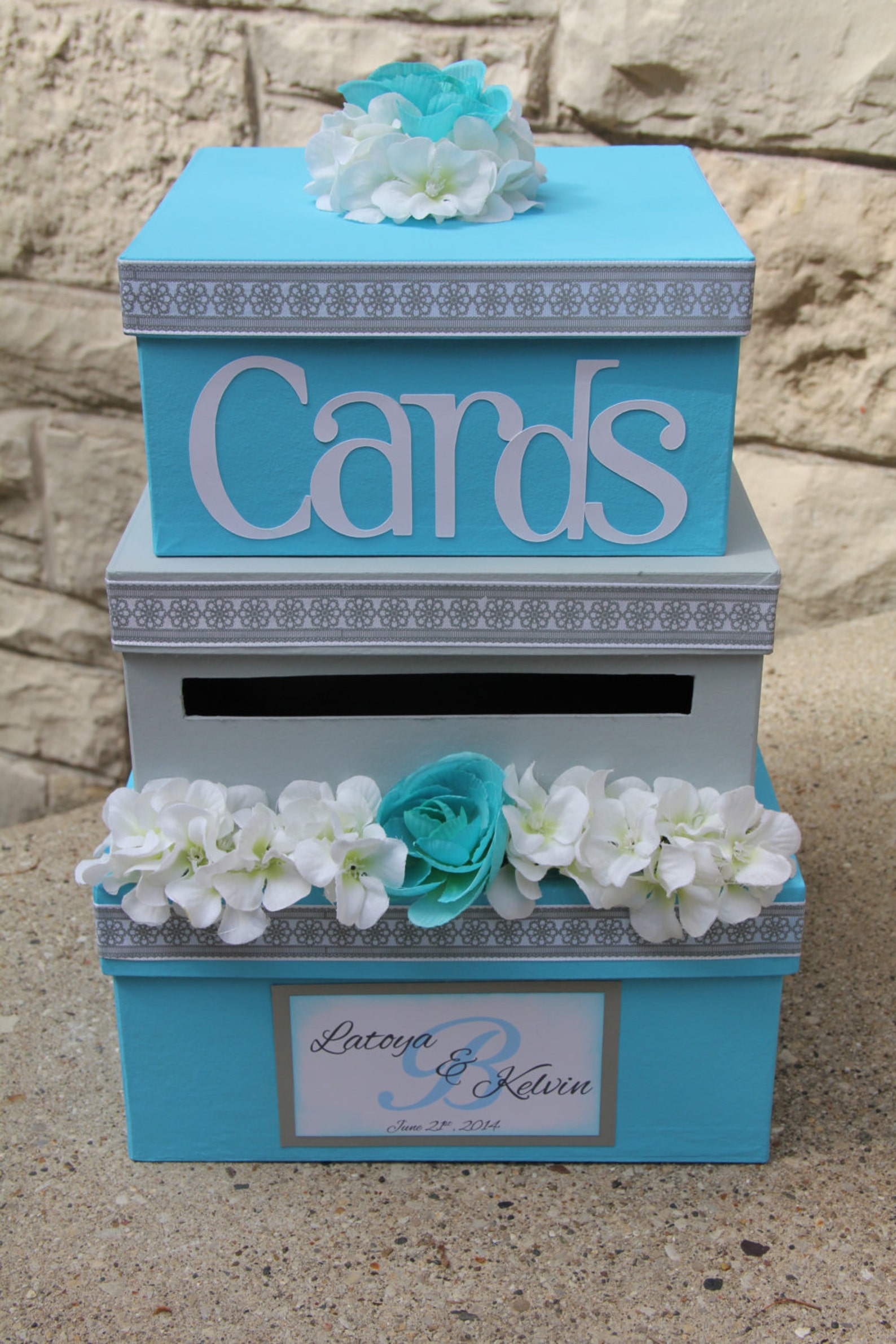 Custom Wedding Card Box 3 Tier Card Holder Square Malibu - Etsy