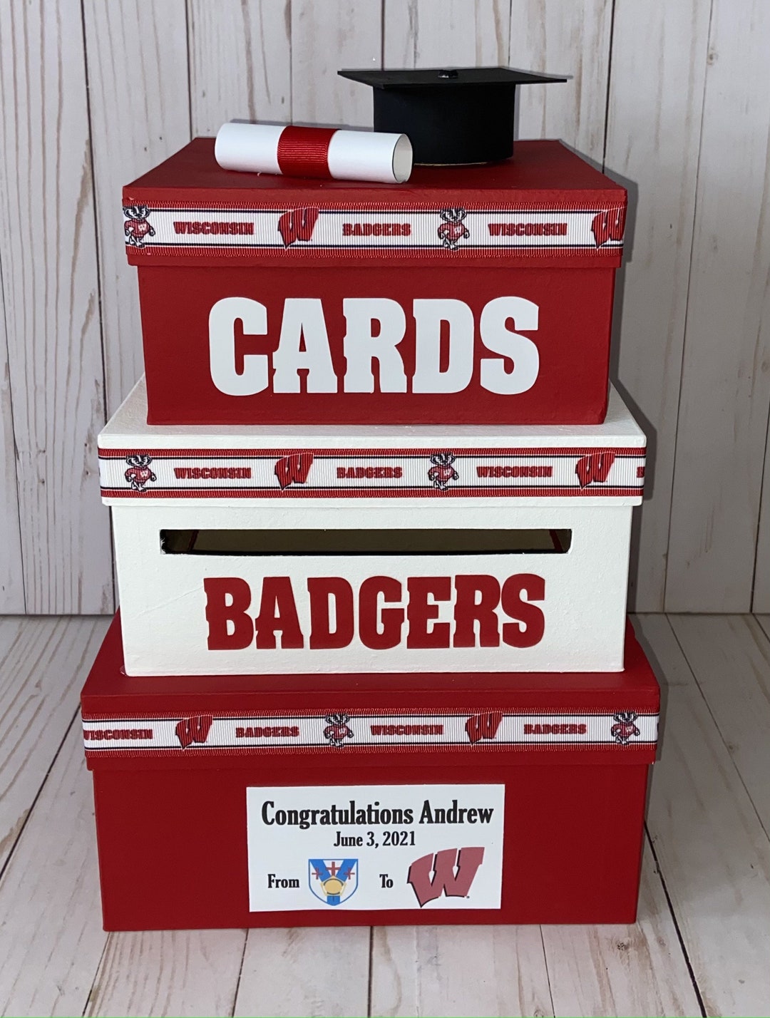 Custom Graduation Card Box, 3 Tier, Card Holder, Square, College or ...