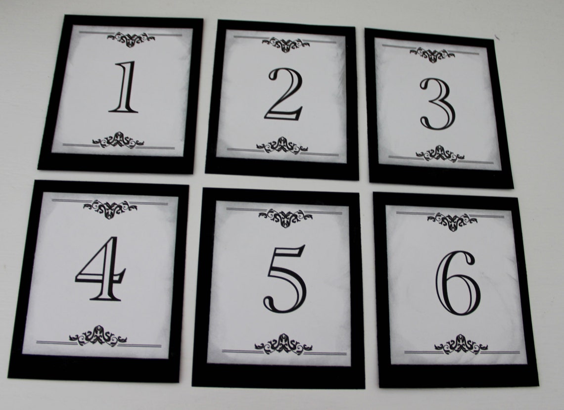 Handmade Table Numbers Elegant Design Black Tie Event - Etsy