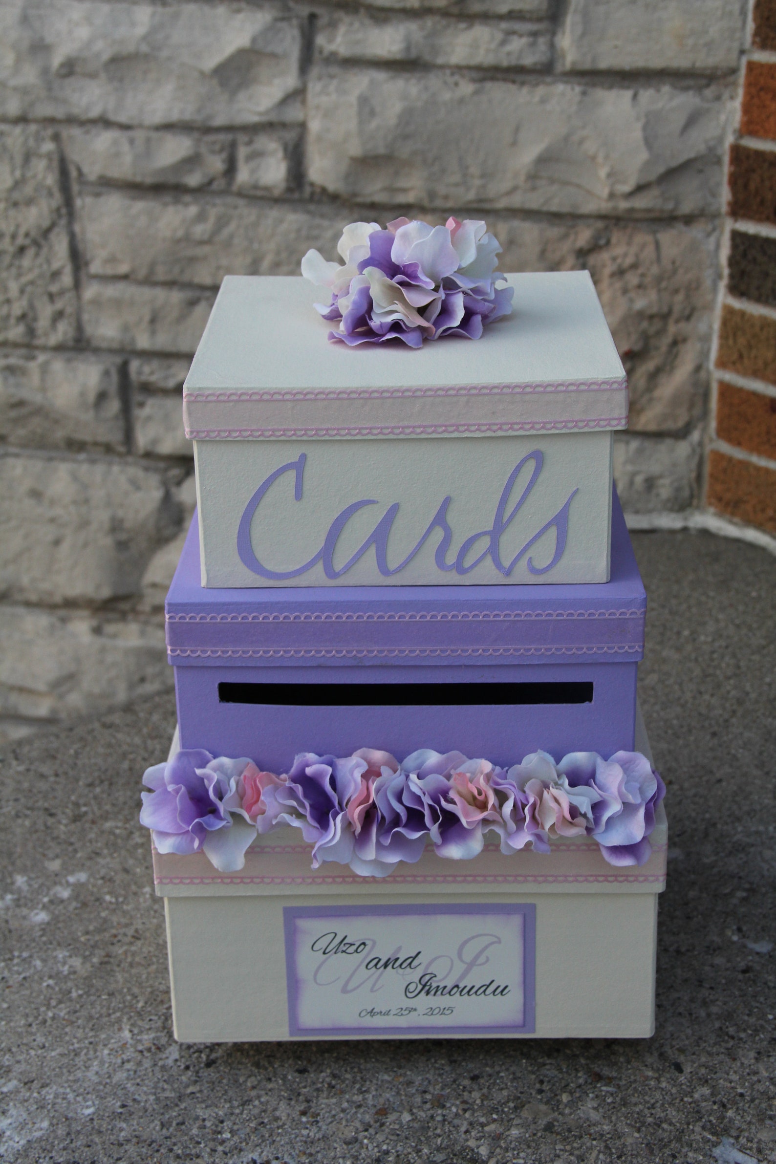 Custom Wedding Card Box 3 Tier Card Holder Square Ivory | Etsy