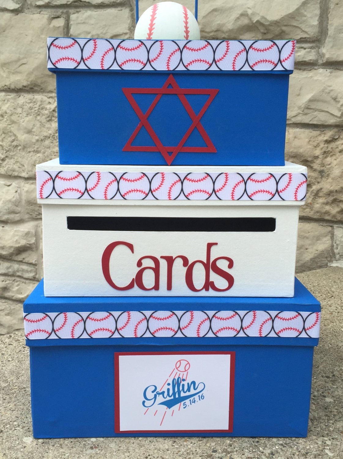 Custom Card Box, Bar Mitzvah, Boys Birthday, 3 Tier, Card Holder ...