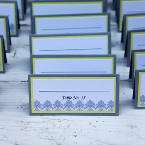 Handmade Place Cards, Gray and Yellow, Lace, Vintage, Wedding, Special ...