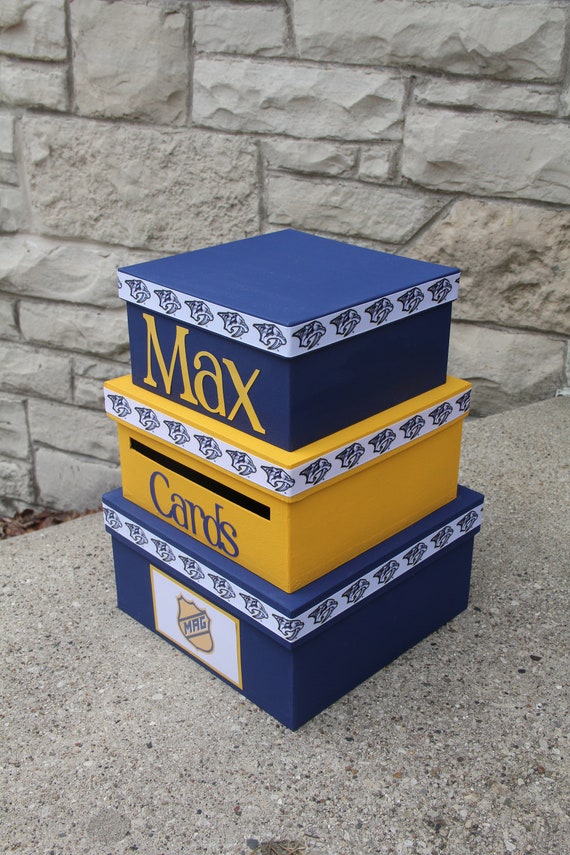 Custom Card Box 3 Tier Card Holder Square Blue Yellow - Etsy