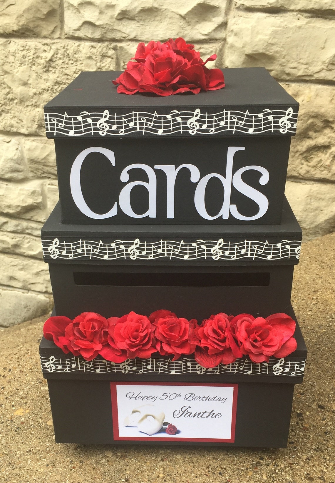 Custom Wedding Card Box 3 Tier Card Holder Square Black - Etsy