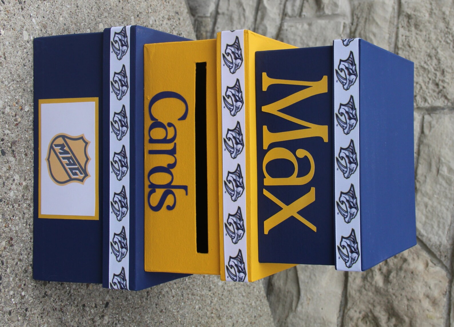 Custom Card Box 3 Tier Card Holder Square Blue Yellow | Etsy