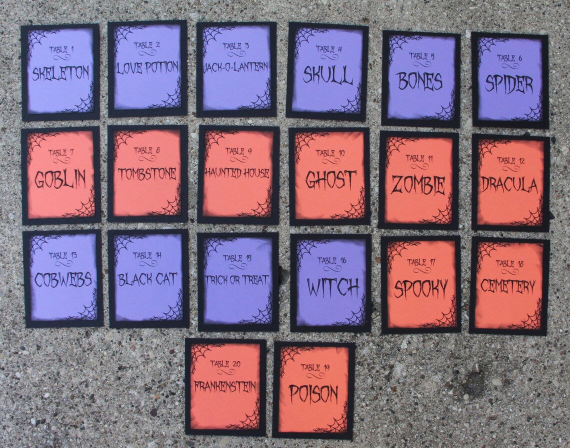Handmade Table Numbers Halloween Design Wedding Special - Etsy