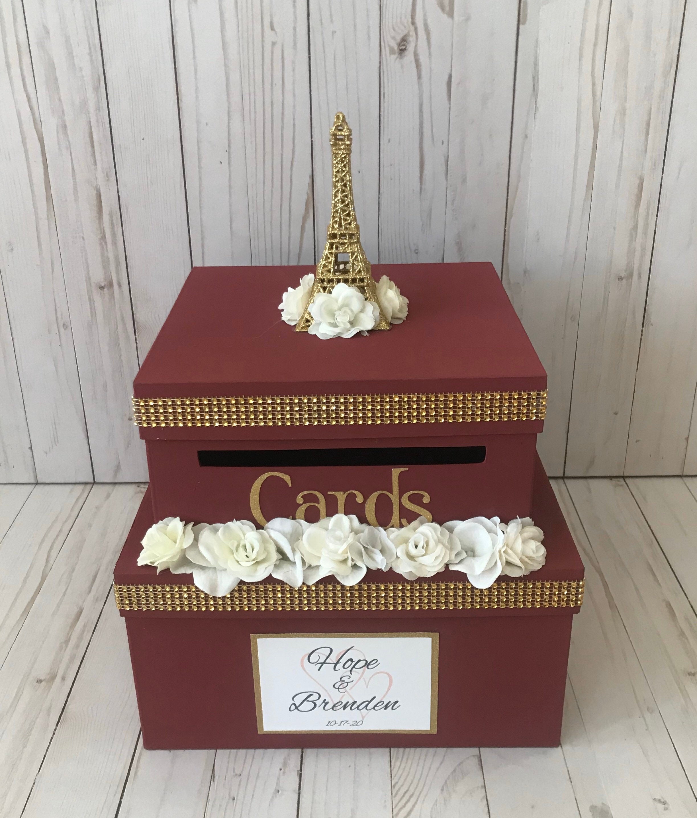 Paris Theme Card Box Wedding Card Holder 2 Tier Burgundy | Etsy