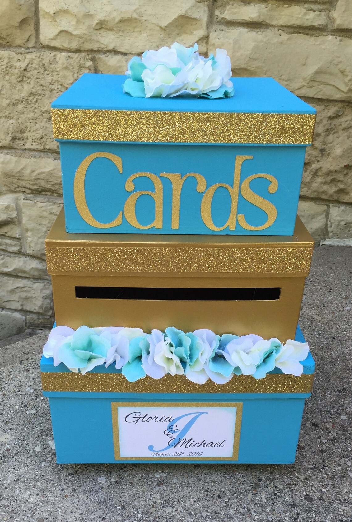 Custom Wedding Card Box 3 Tier Card Holder Square | Etsy