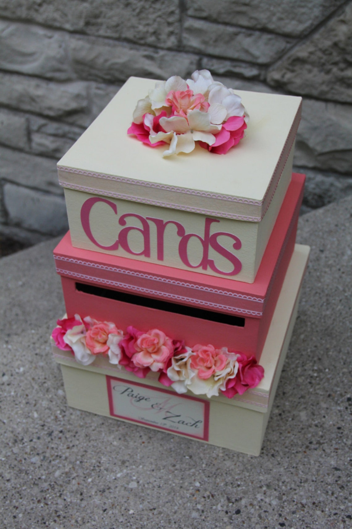 Custom Wedding Card Box 3 Tier Card Holder Square Ivory | Etsy