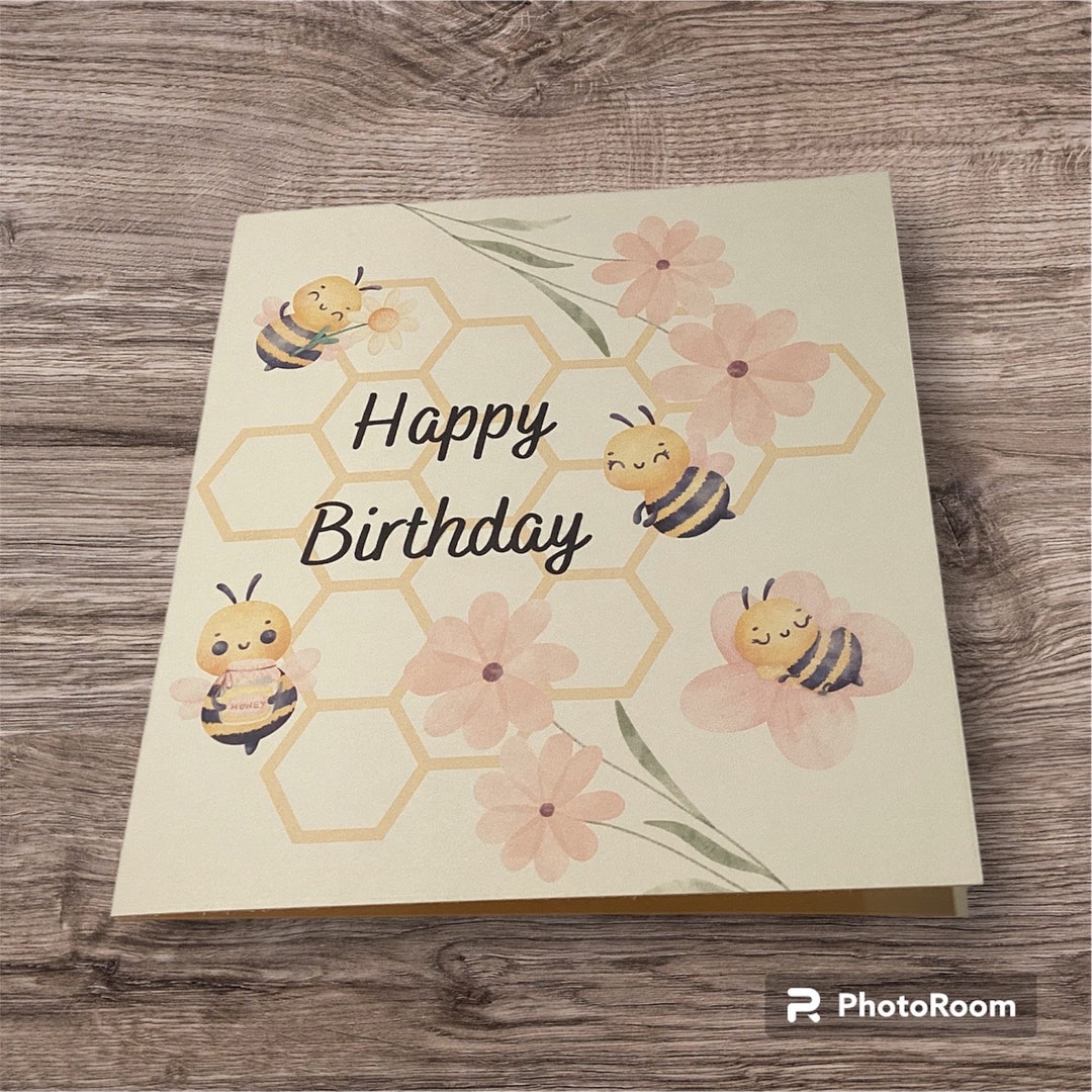 Happy Birthday 5x5 Greeting Card Bees - Etsy