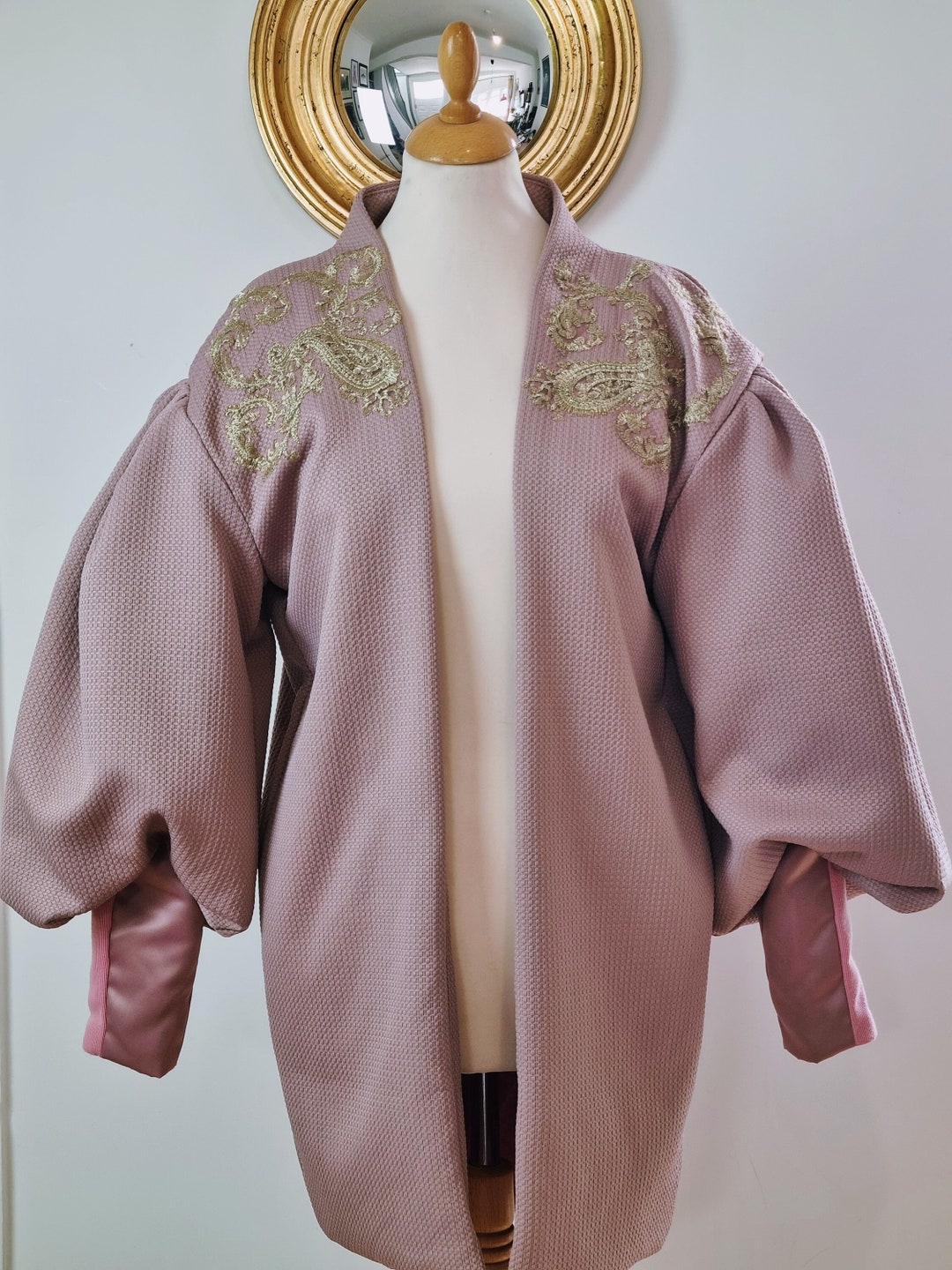 Dusty Pink Gold Embroidered Robe Medieval Fantasy Inspired Jacket ...