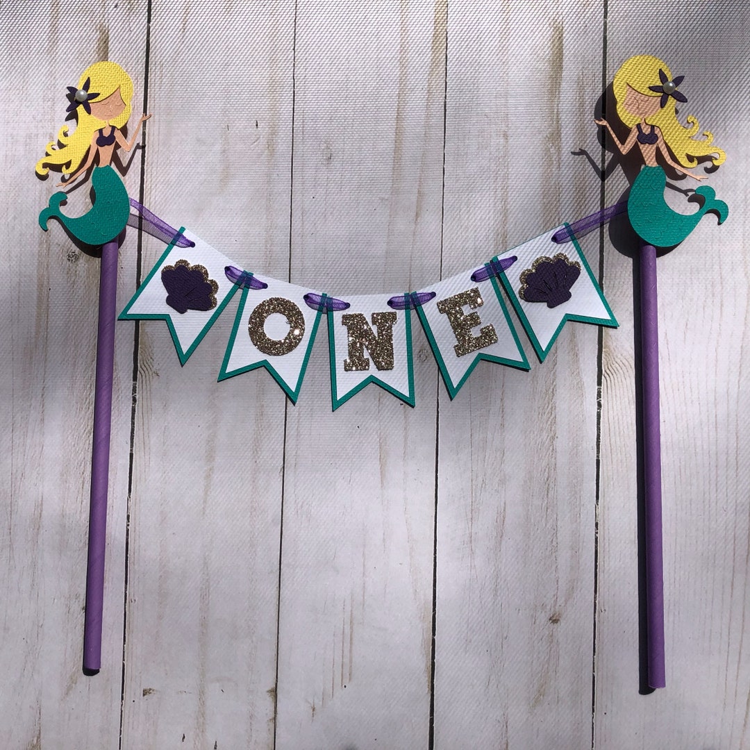 Mermaid Theme Cake Topper / Mermaid Cake Topper Bunting / Mermaid Theme ...