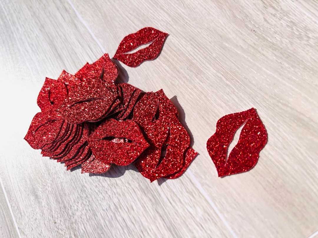 Red Glitter Lips Confetti: Bachelorette Party Table Decor - Etsy