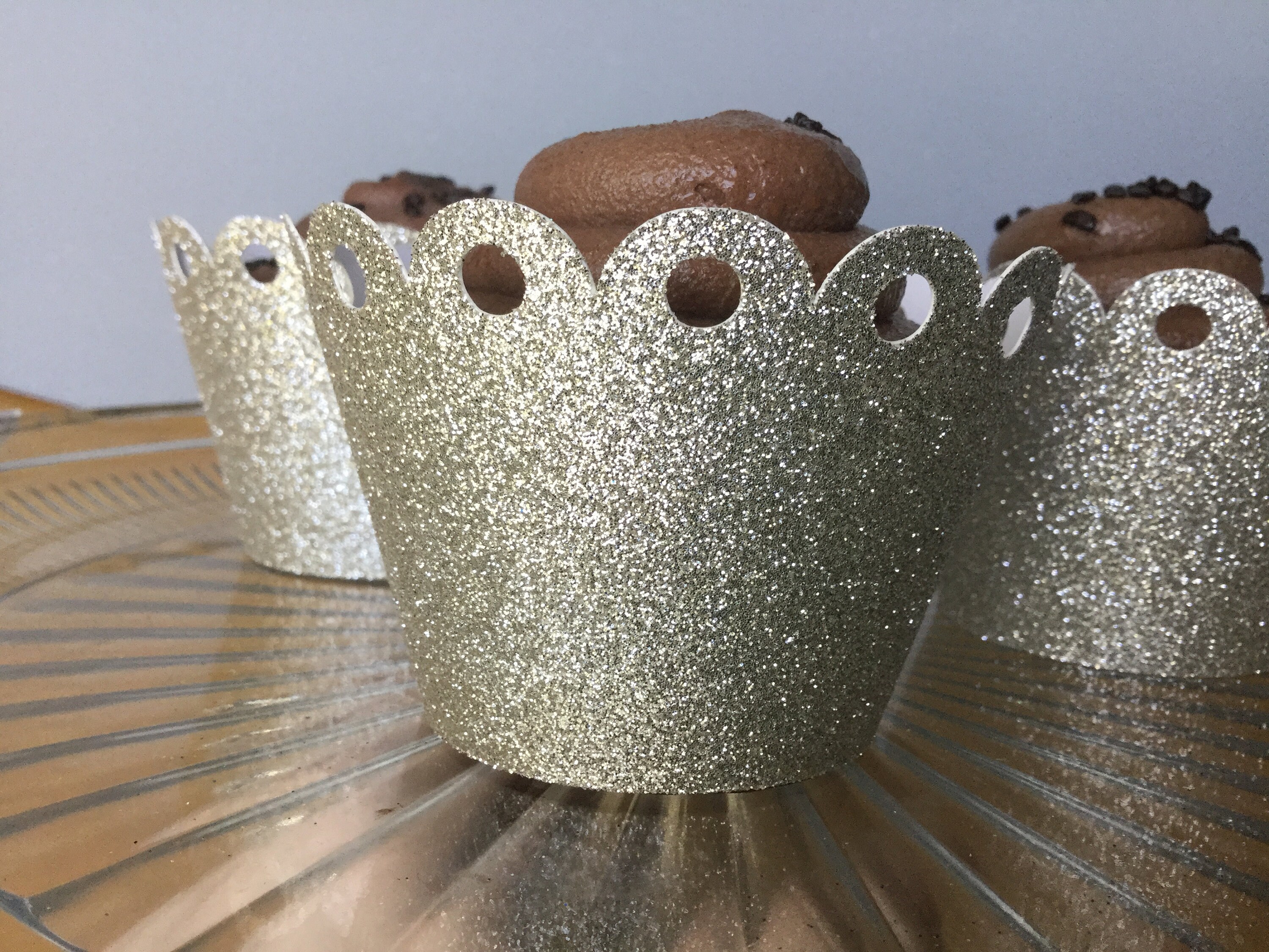 Silver Glitter Cupcake Wrappers / Silver Cupcake Wrappers / - Etsy