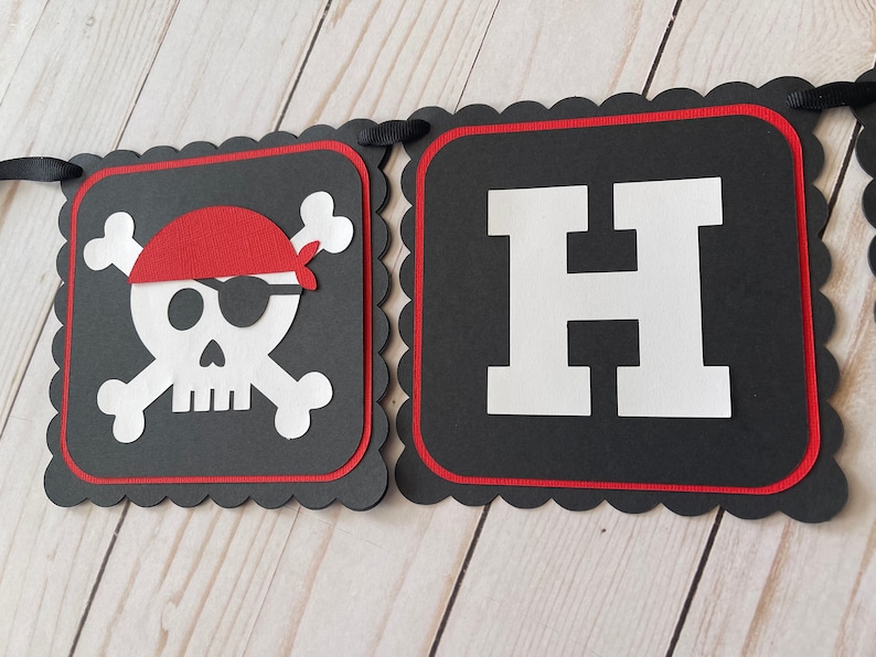 Pirate Birthday Banner, Jolly Roger Party Decorations, First Voyage ...
