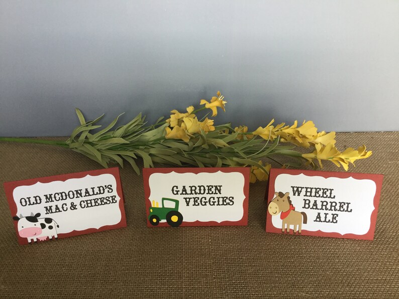 Farm Animal Food Tent Cards: Barnyard Birthday Party Decor - Etsy